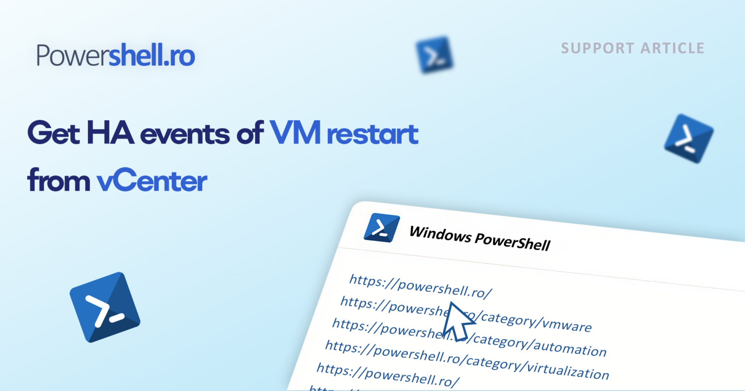 Get HA events of VM restart from vCenter - PowerShell.ro